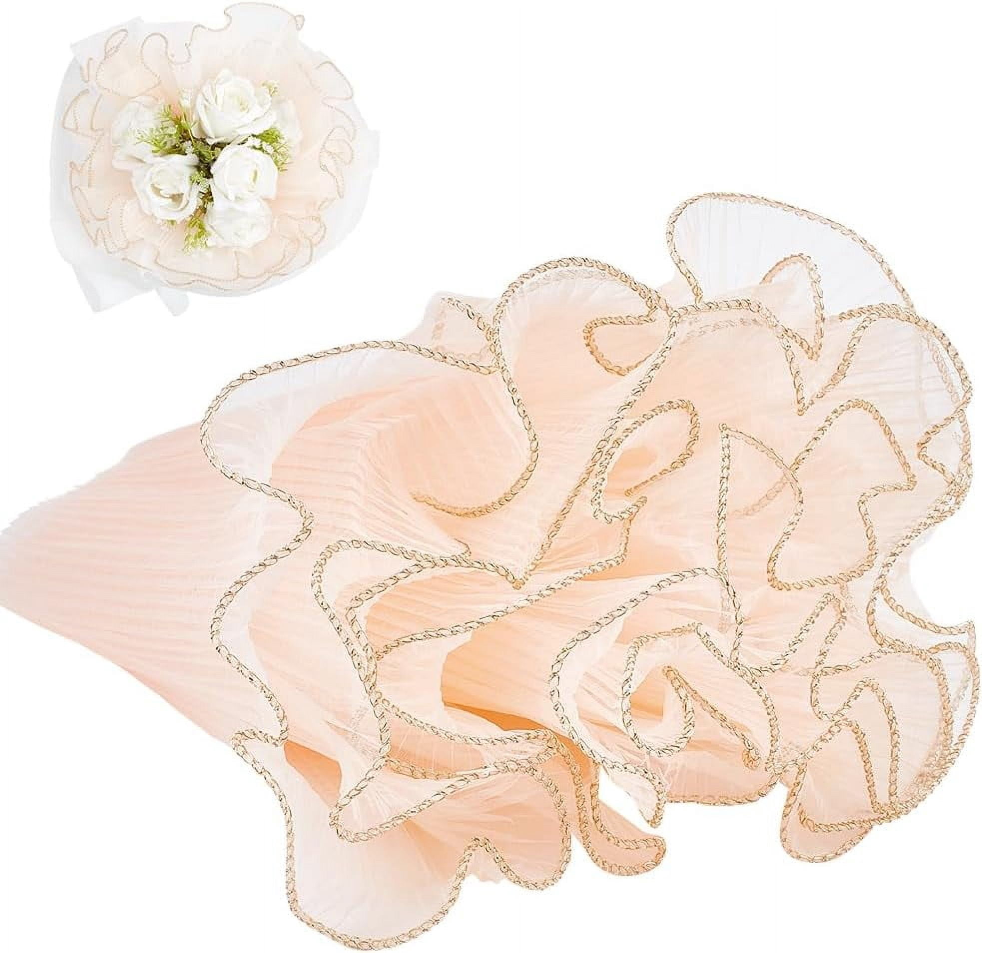 4.37 Yards Flower Wrapping Mesh Paper 11 Inch Peach Puff Bouquet ...