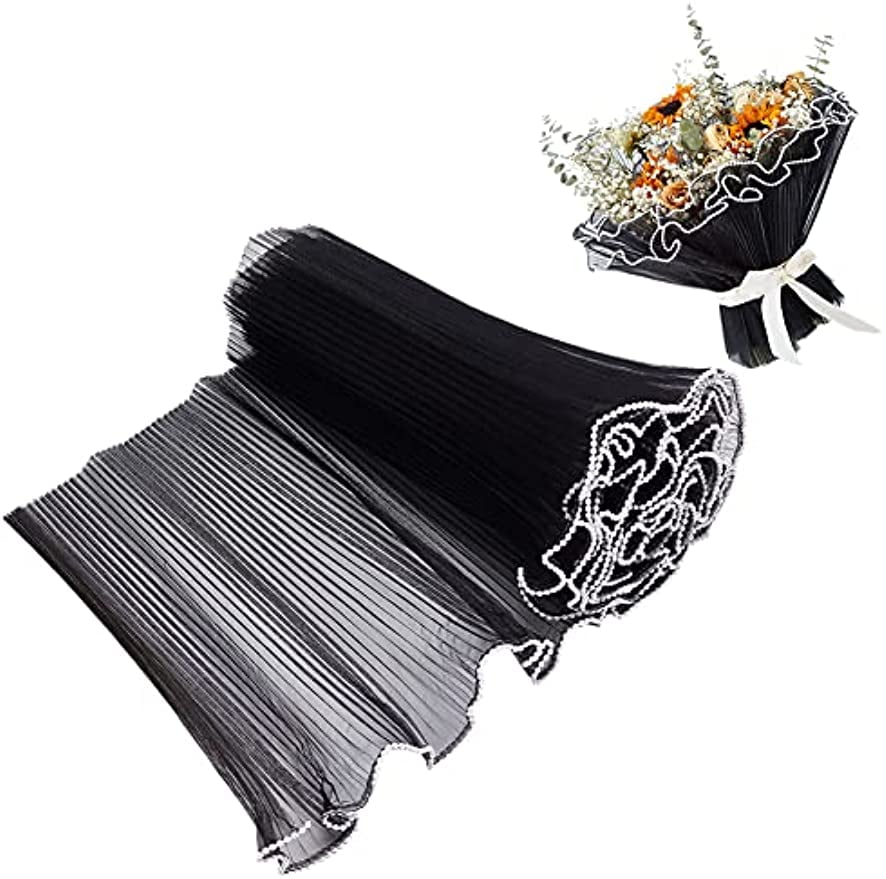 4.37 Yards White Flower Wrapping Mesh Paper Pearl Edge Bouquet ...