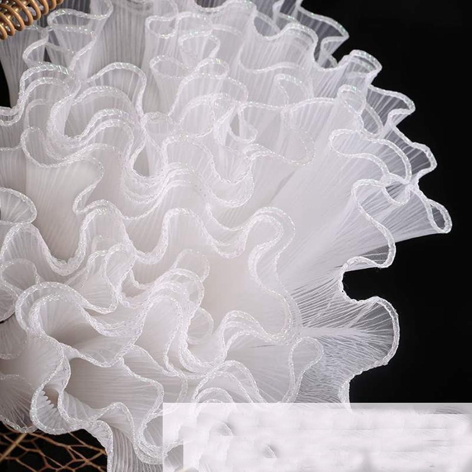 4.37 Yards White Nylon Pleated Lace Flower Wrapping Paper 11 inch ...