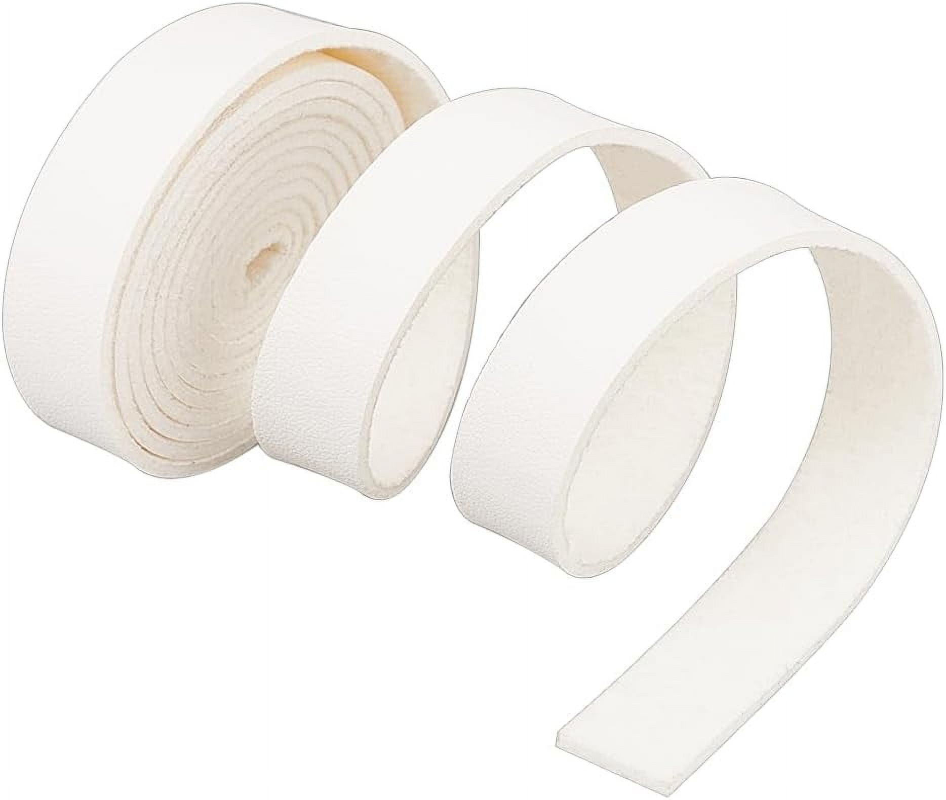 4.37Yards 0.47Inch Wide Full Grain Faux Strap Flat Leather Straps White ...