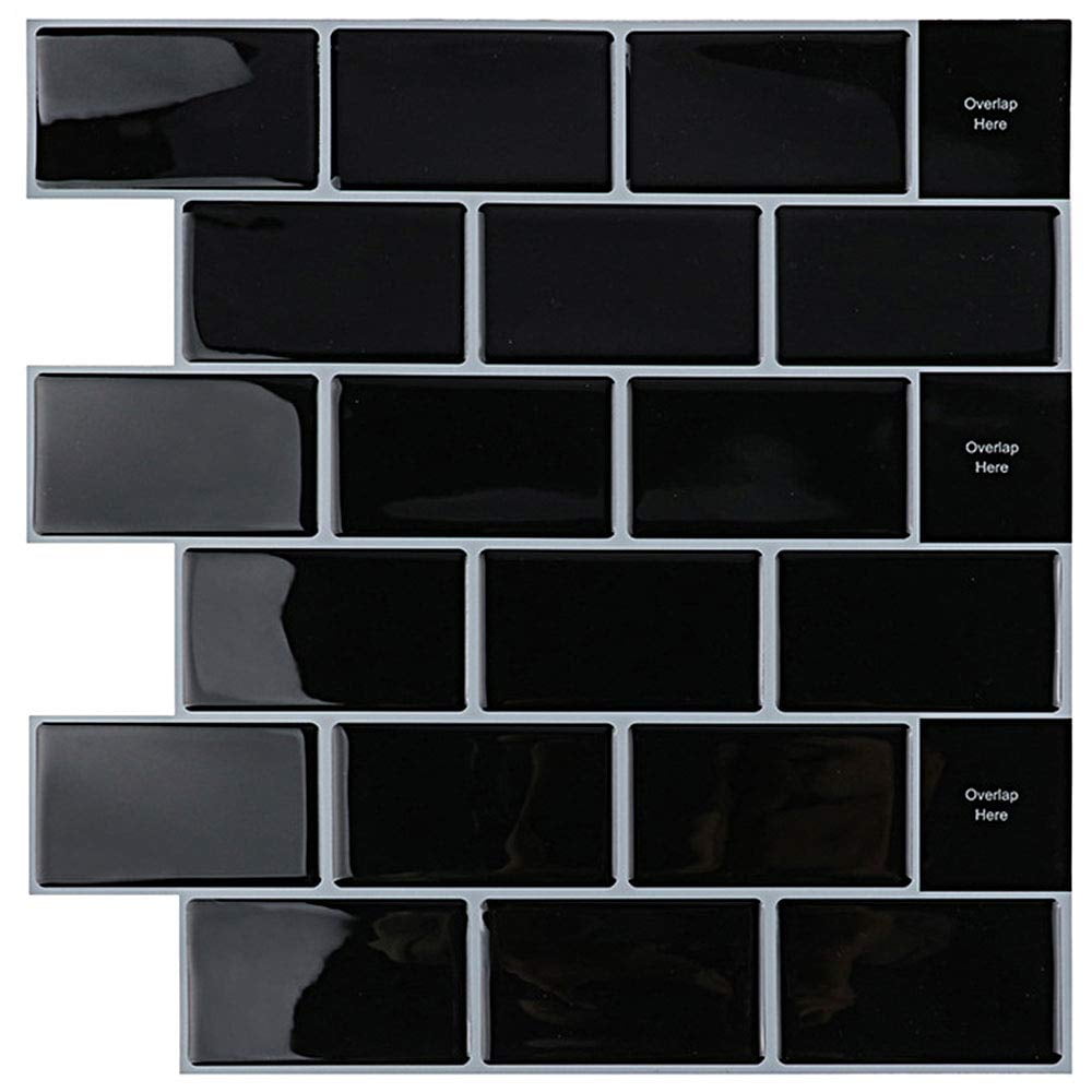 of 4 3D Tile Stickers for Bathroom Kitchen, Adhesive Tiles, Vinyl Tiles ...