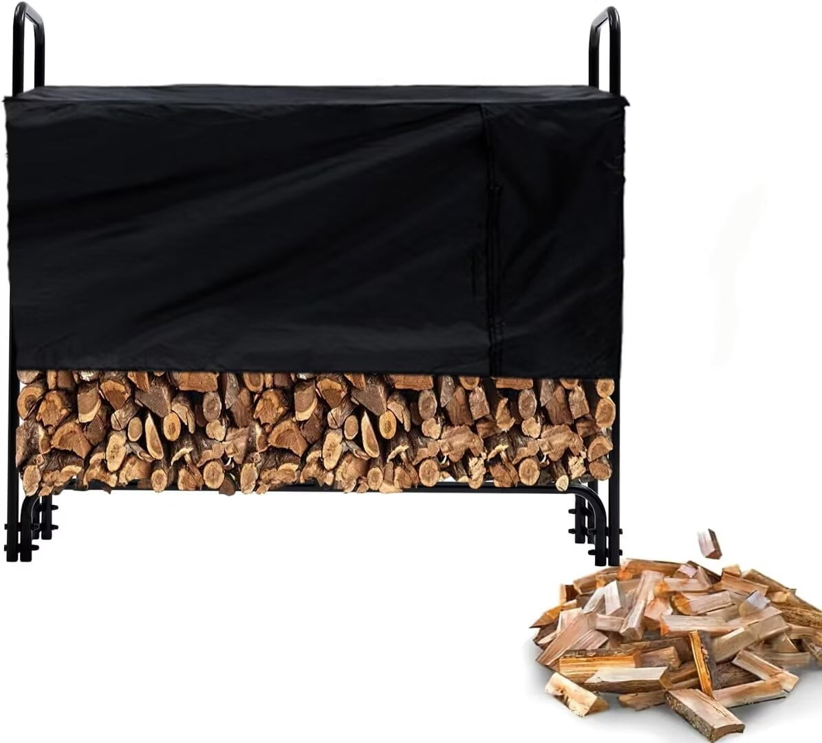 4.3FT Firewood Rack Outdoor with Cover, 1/4 Cord of Firewood, Heavy ...