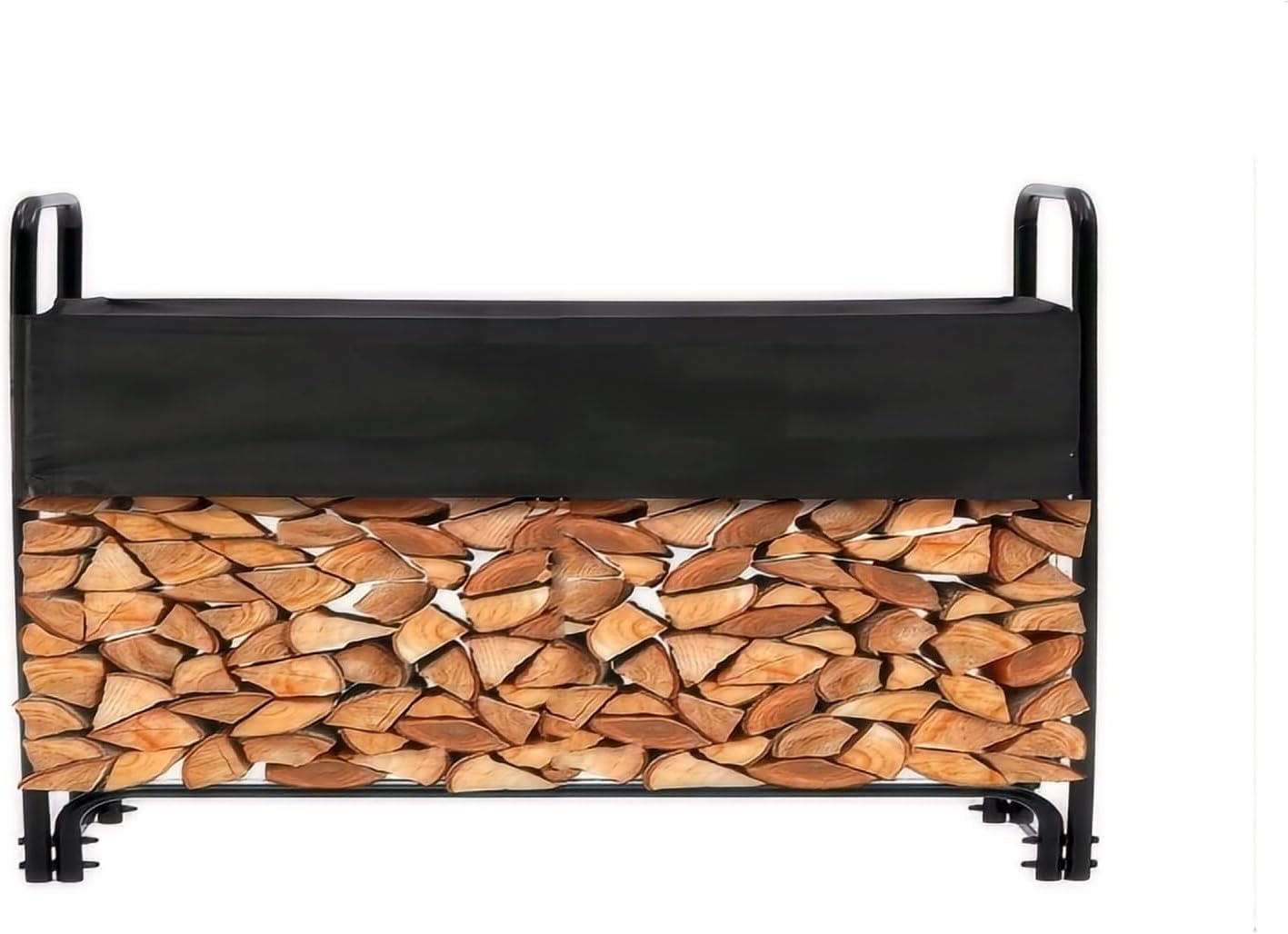 4.3FT Outdoor Firewood Rack with Cover, 1/4 Cord of Firewood, Heavy ...