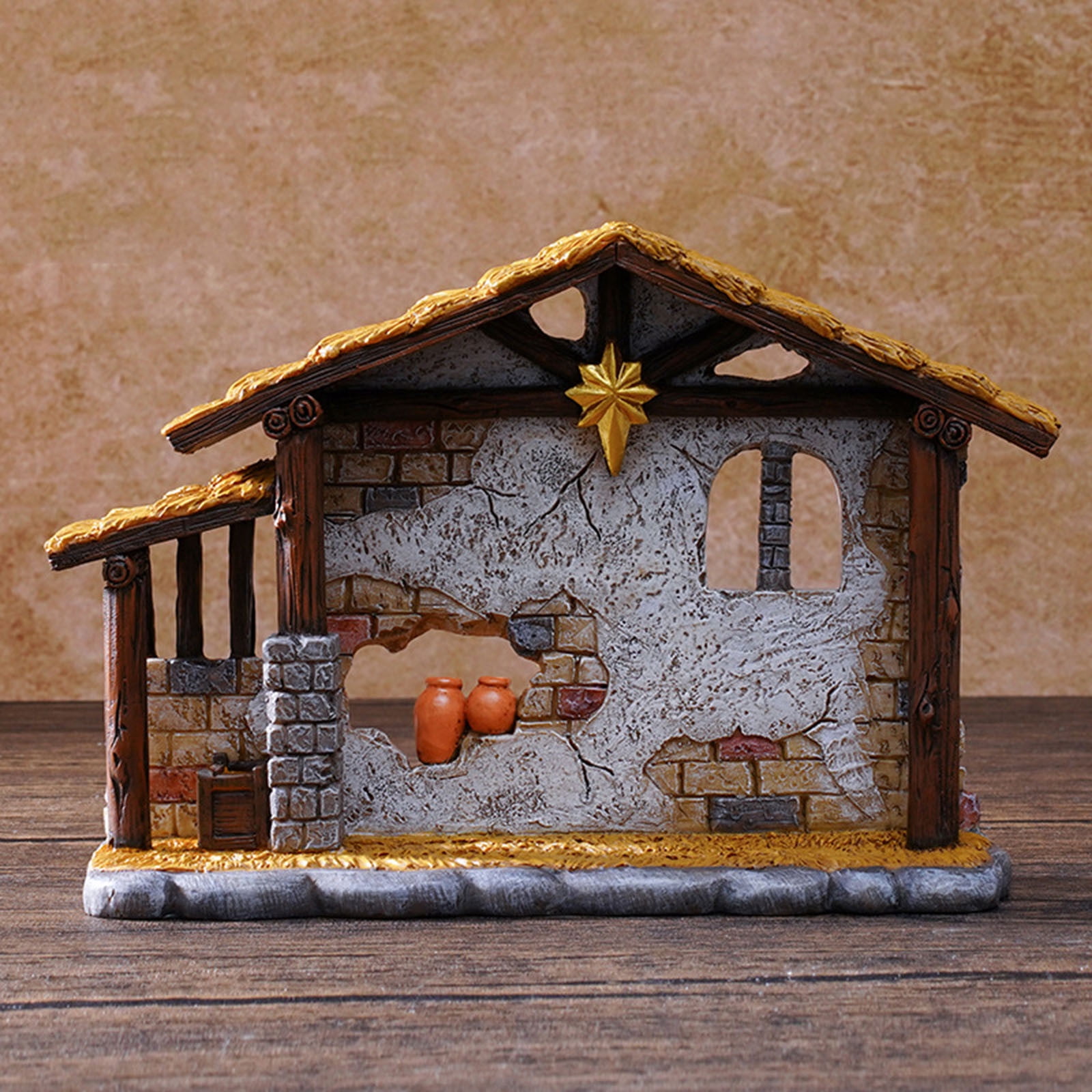 4.3IN Religious Jesus Nativity Set for Christmas Indoor Painted Stable ...