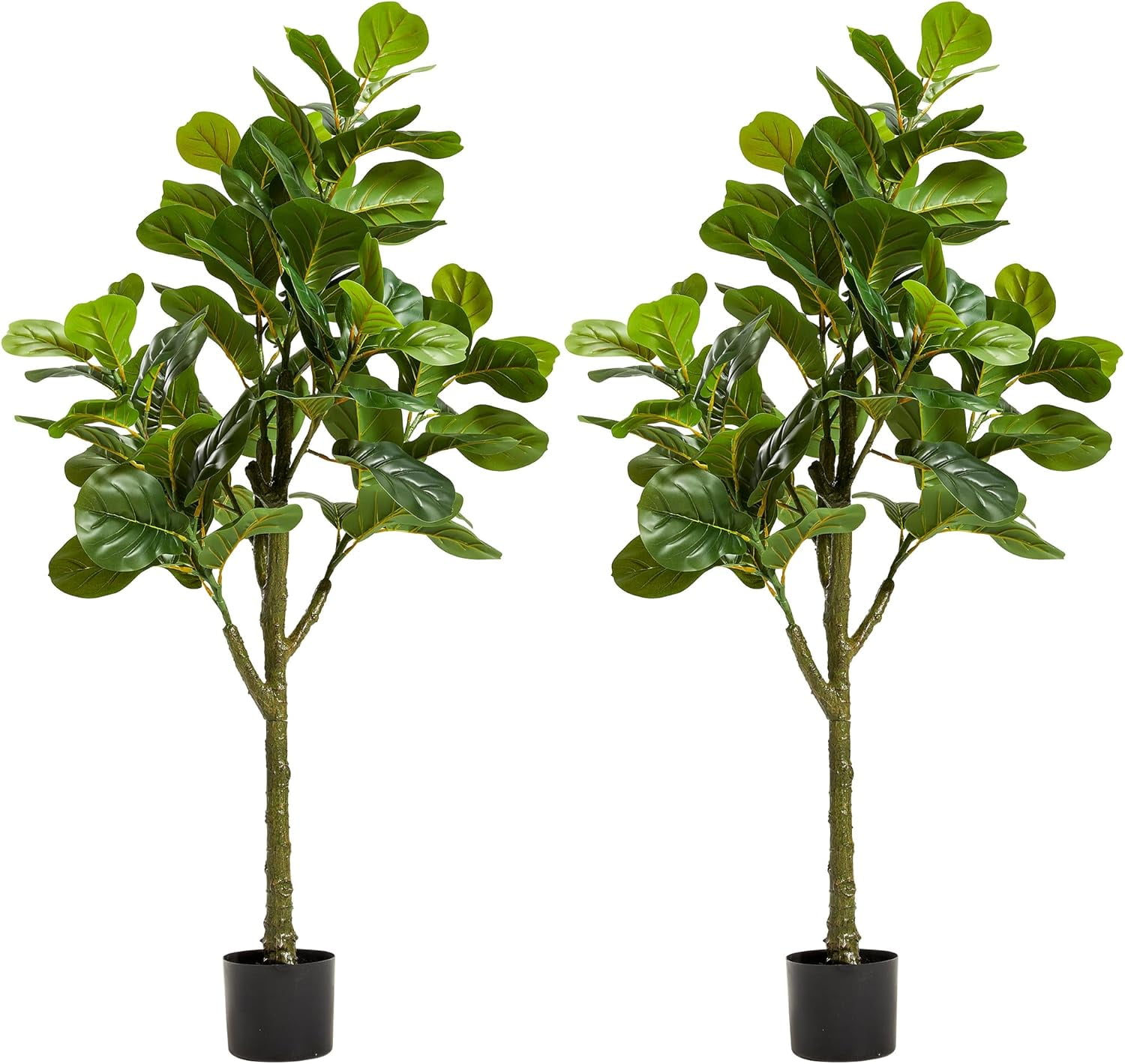 4.3ft 2-Pack Artificial Fiddle Leaf Fig Tree, 51in Fake Ficus Lyrata ...