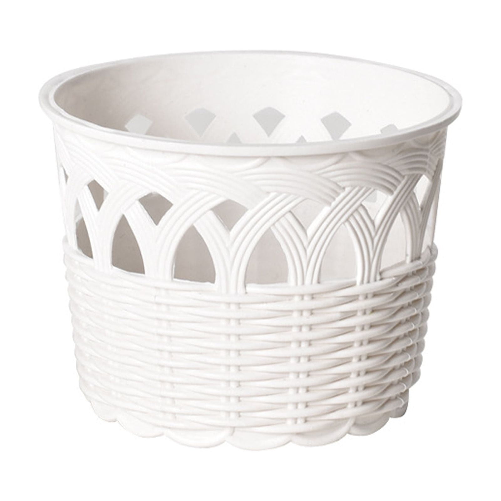 4.3in 0.8L White Hollowed-Out Rattan-Style Flower Basket | Decorative ...