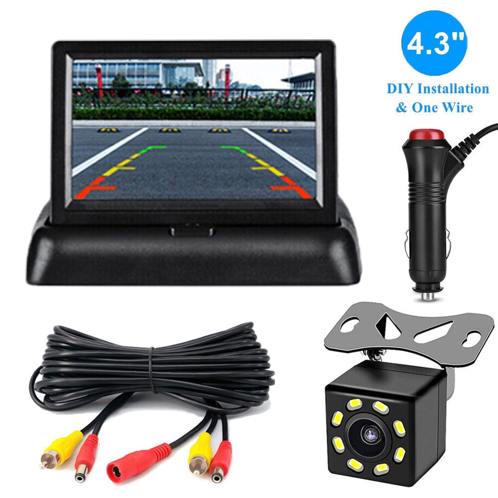 4.3in Foldable LCD Display Monitor Car Rear View Backup LED Night ...