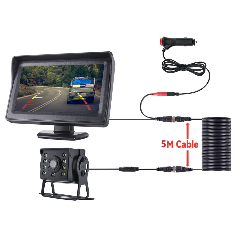 4.3in HD Monitor Car Backup Reverse Camera Rear View Parking License ...