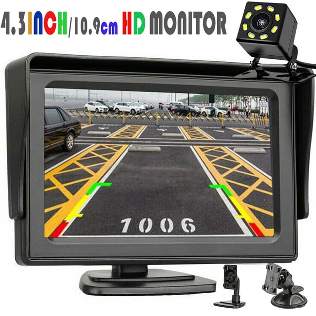 4.3inch HD Monitor Car Backup Reverse Camera Rear View Parking License ...