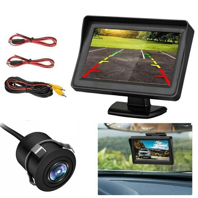 4.3inch HD Monitor Car Backup Reverse Camera Rear View Parking License ...