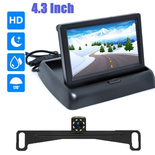 4.3inch HD Monitor Car Backup Reverse Camera Rear View Parking License ...