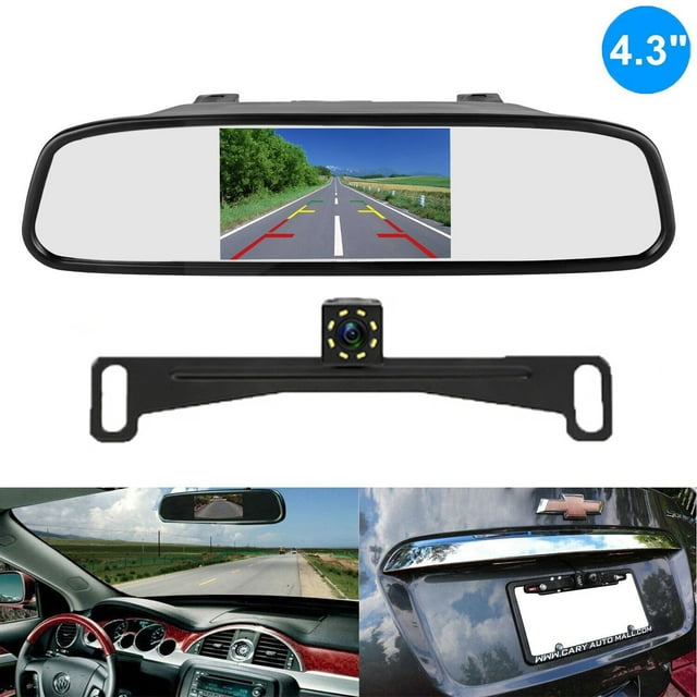 4.3inch HD Monitor Car Backup Reverse Camera Rear View Parking License ...