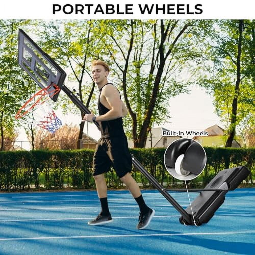 4.4-10ft Adjustable Height Basketball Hoop Outdoor, Portable Basketball ...