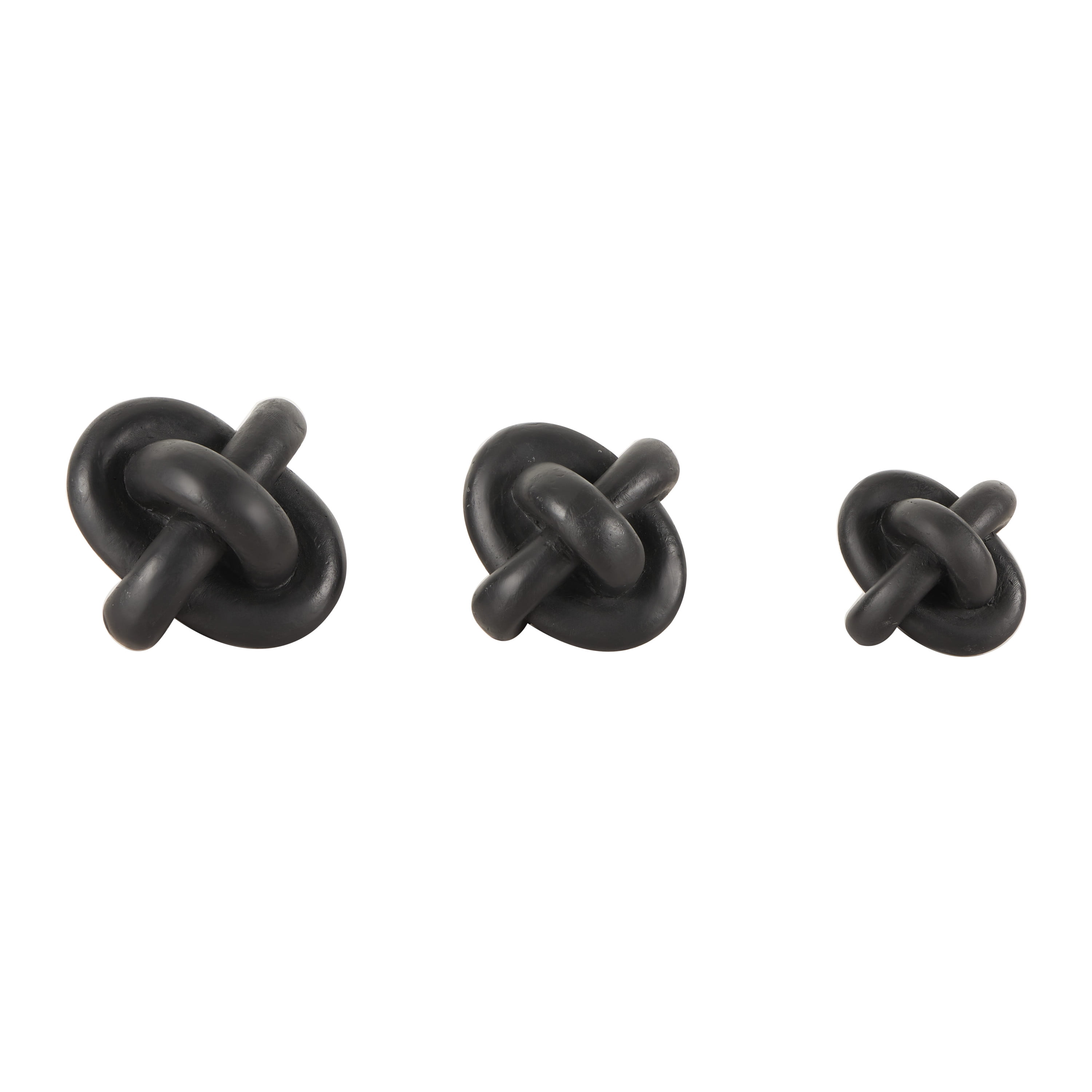 CosmoLiving by Cosmopolitan Black Resin Knot Geometric Sculpture Set of ...