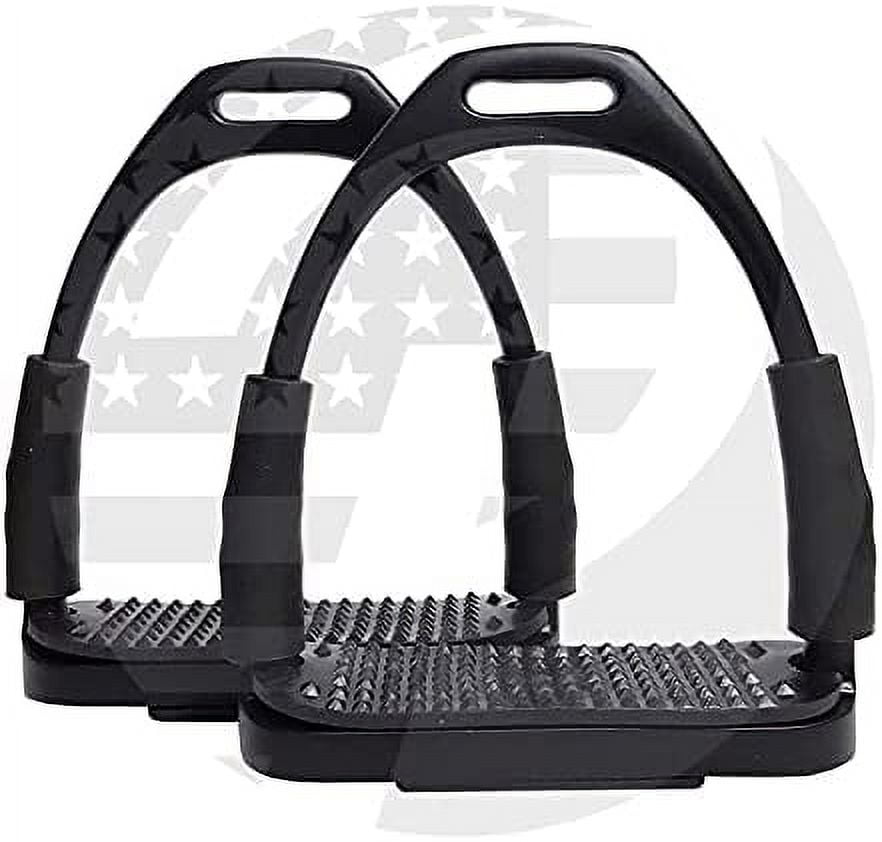 4" / 4.50"/ 4.75" / 5" Horse Stirrups Black Flexible Safety Stirrups ...