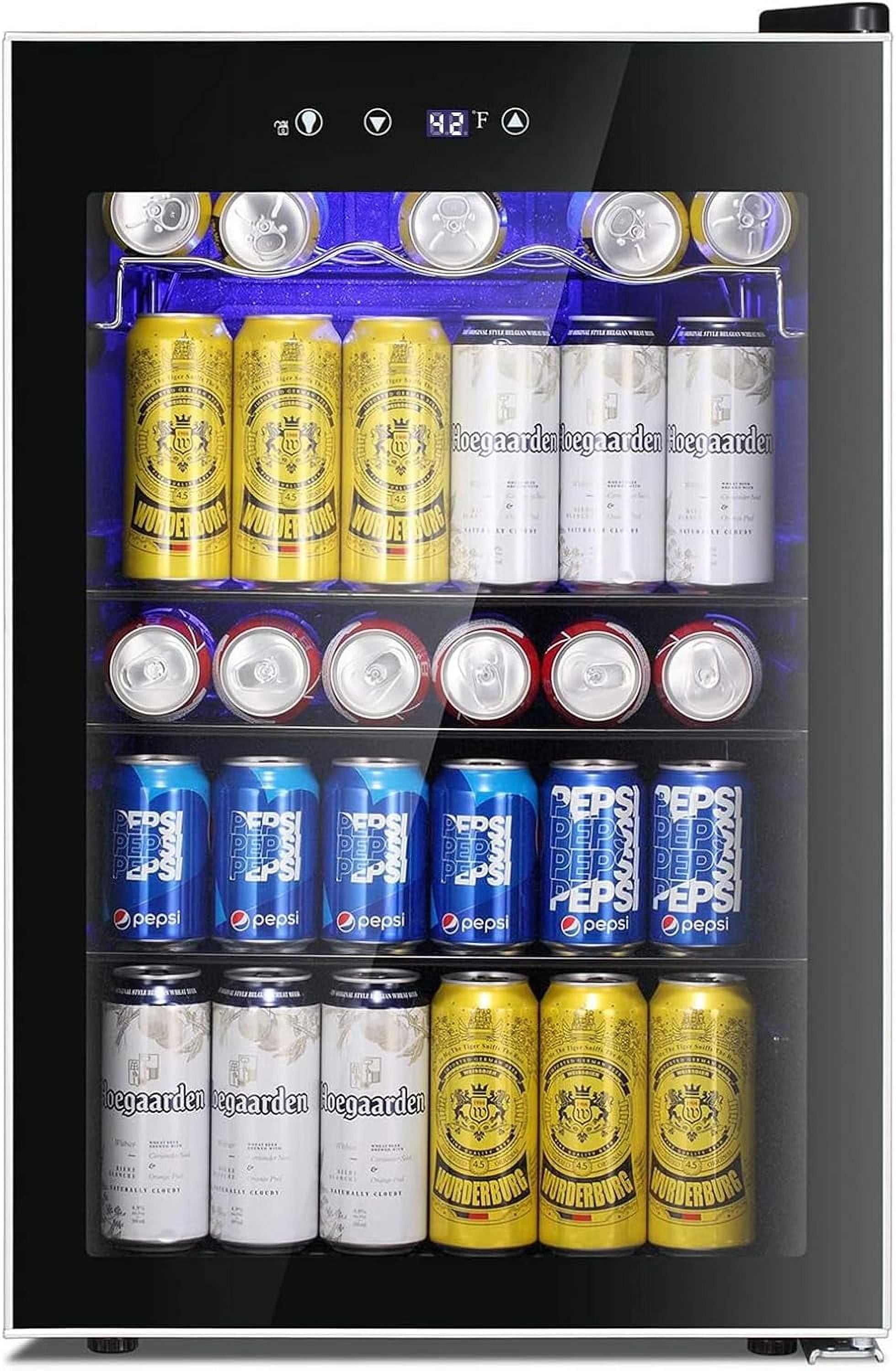 4.4 Cu.ft Beverage Refrigerator Cooler, 145 Can Mini Fridge Glass Door ...