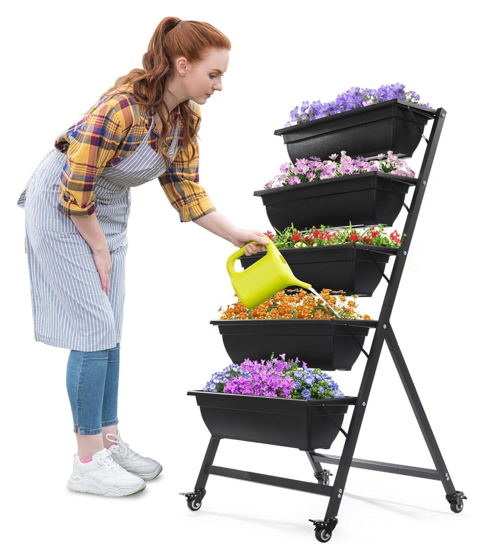 4.4 FT Vertical Garden Bed, 5 Tier Vertical Raised Planter, Removable ...