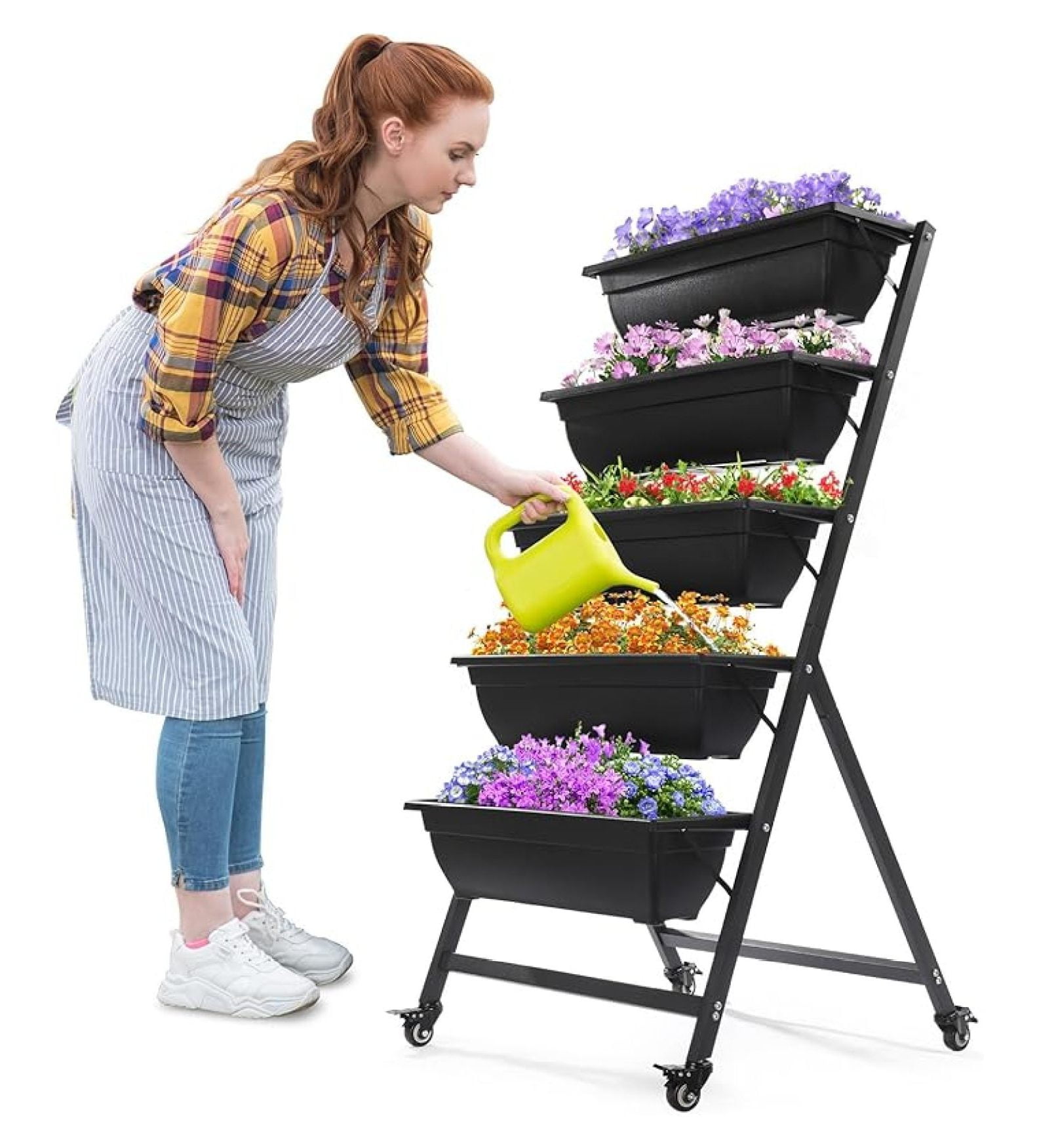 4.4 FT Vertical Garden Bed, 5 Tier Vertical Raised Planter, Removable ...