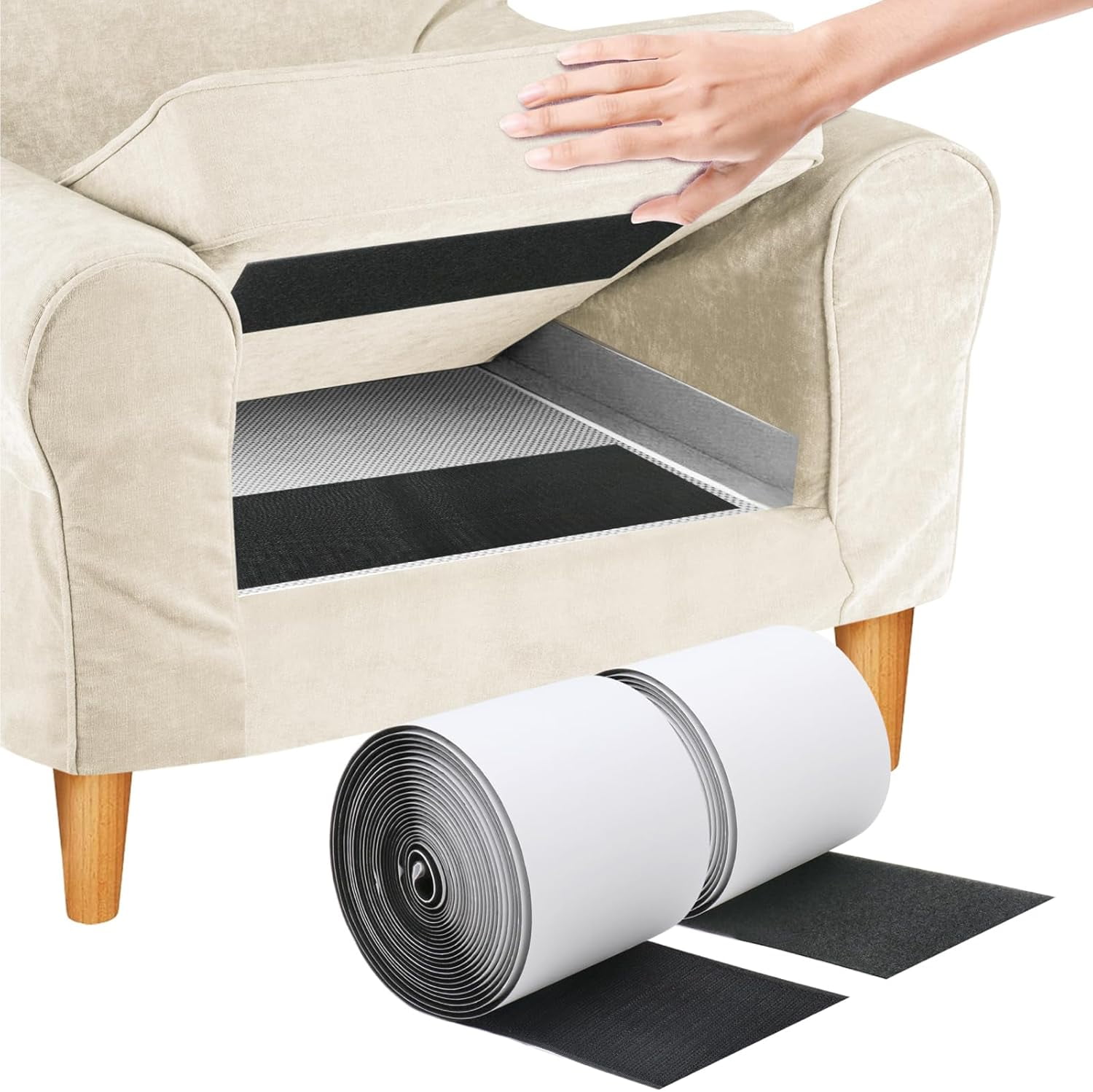 4.4 Inch x 19 Feet Strips with Adhesive Heavy Duty, Black Couch Cushion ...