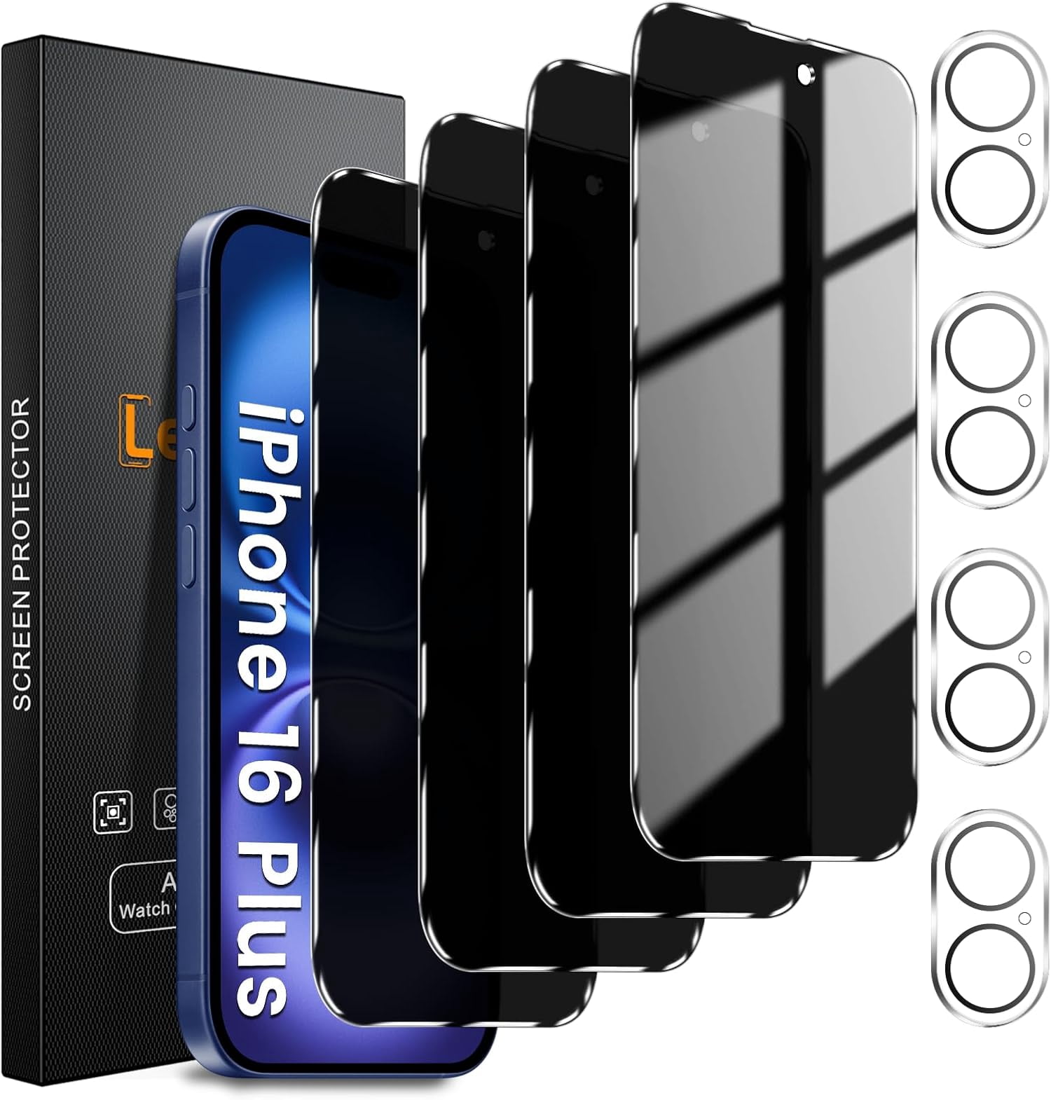 4+4 Screen Protector for 16 6.7-Inch with 4 Camera Lens Protector, Anti ...