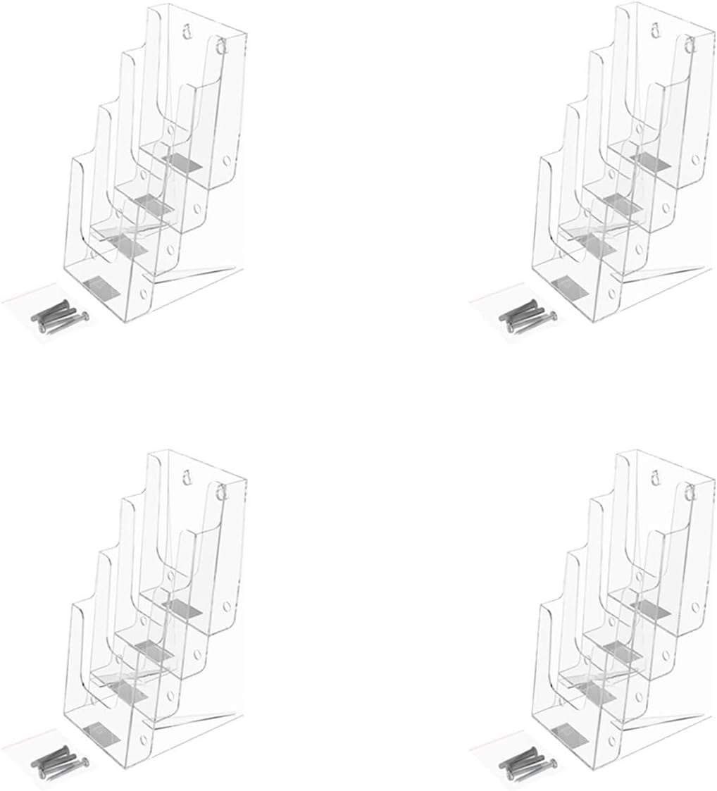 4" 4 Tier Clear Acrylic Flyer Holder Wall Mount or Countertop Design ...