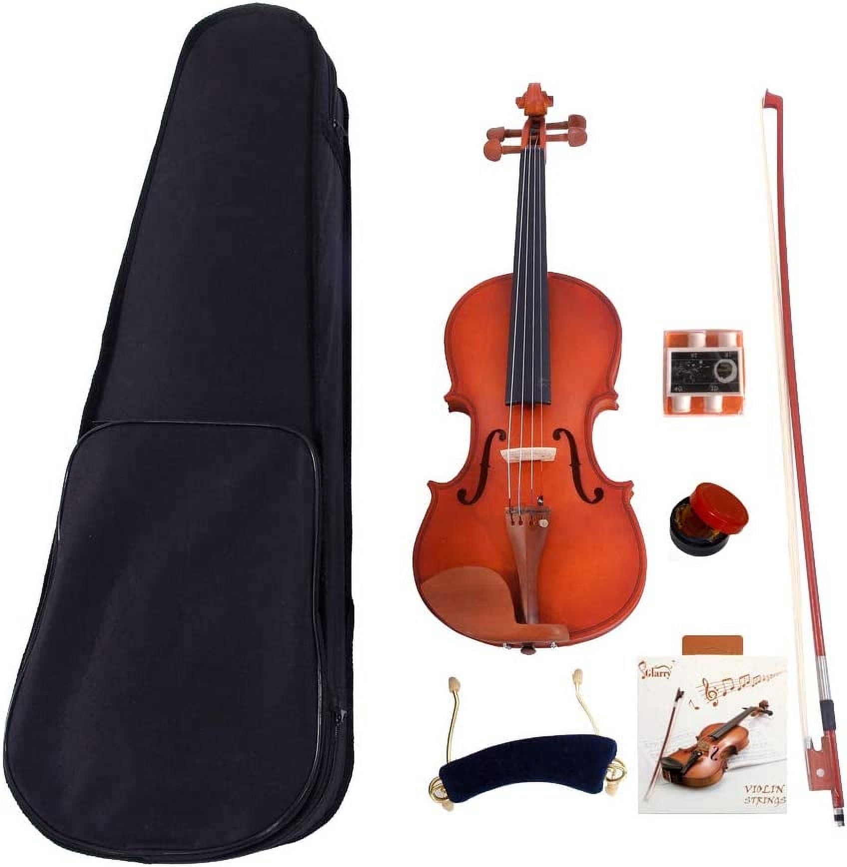 4/4 Violin, Full Size Violin, Natural Solid Wood Satin Acoustic Violin ...