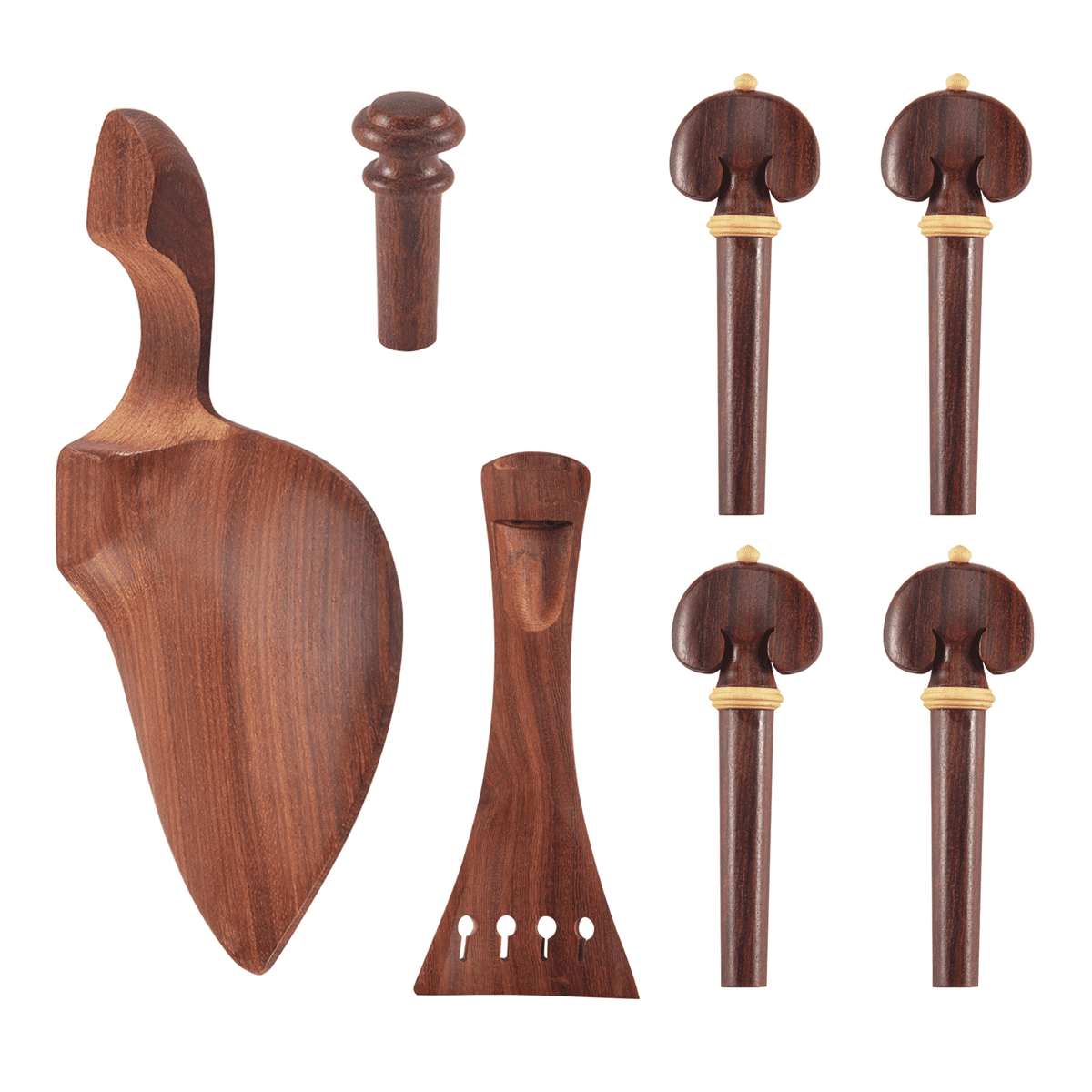 4/4 Violin Kit Full Size Accessories Rosewood Peg Tailpiece Chin Rest ...