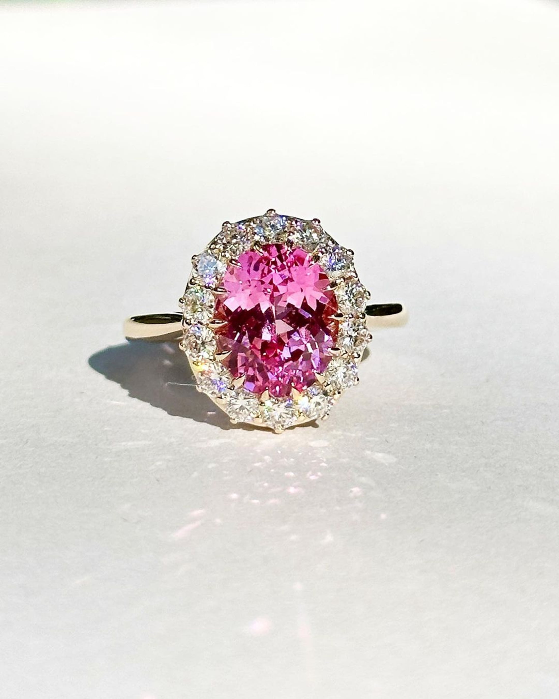 4.42Ct Oval Cut Certified Natural Pink Sapphire Diamond Engagement Ring ...