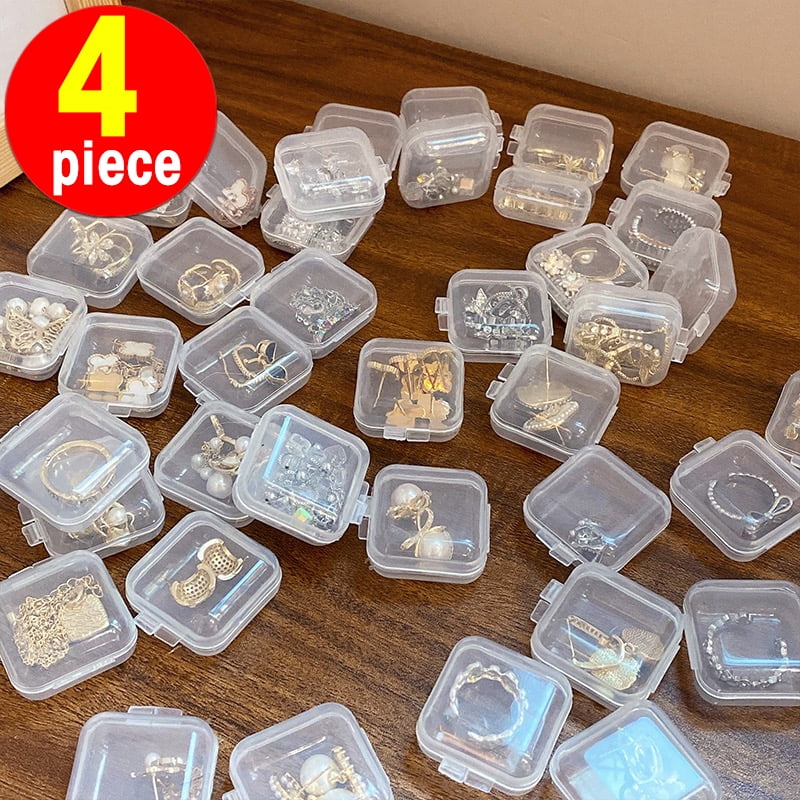4-48pcs Mini Plastic Storage Box Transparent Square Box Earrings ...