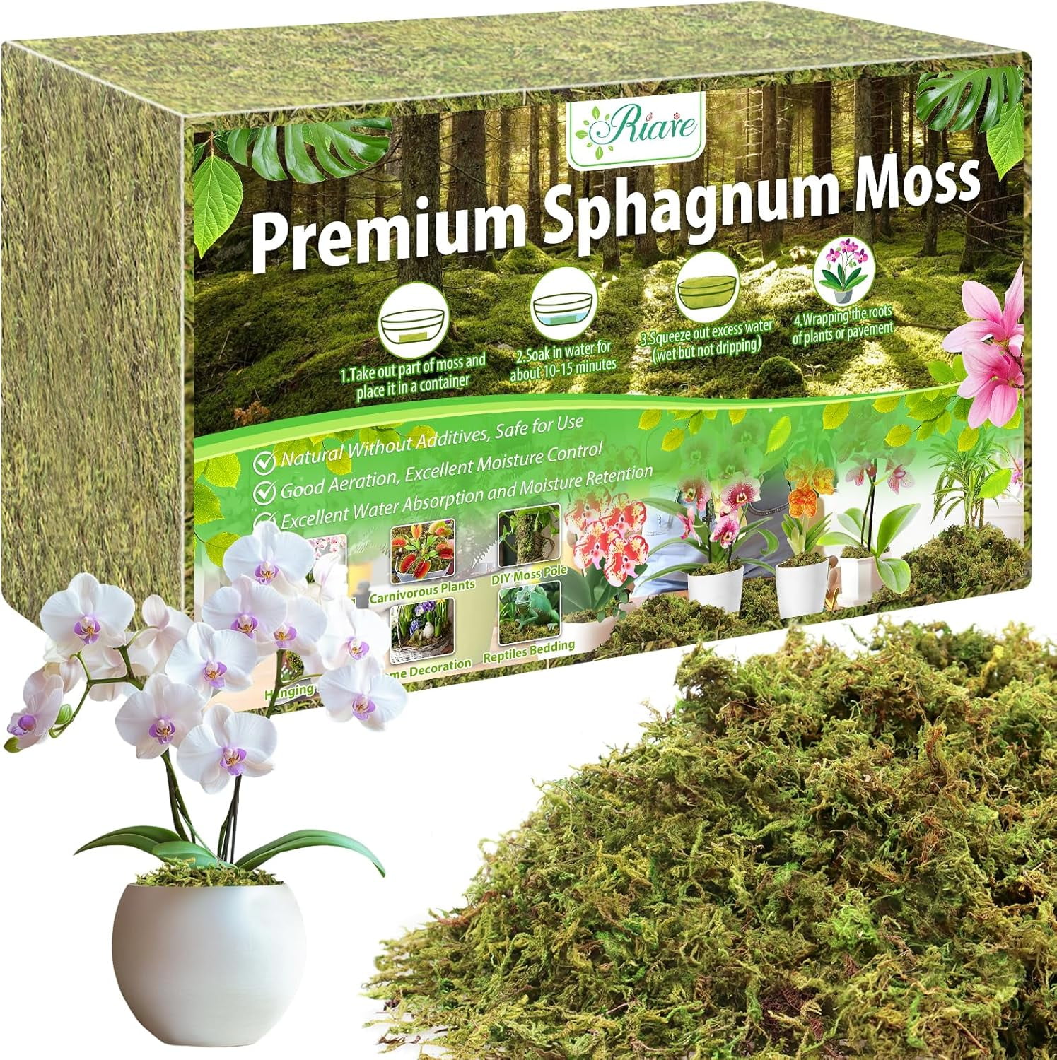 4.4LBS Premium Sphagnum Moss for Plants- 80QT Natural Dried Plant Moss ...