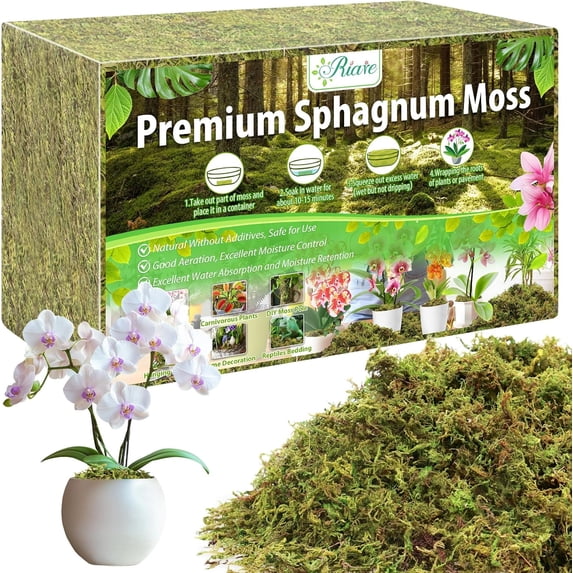 4.4LBS Premium Sphagnum Moss for Plants- 80QT Natural Dried Plant Moss ...