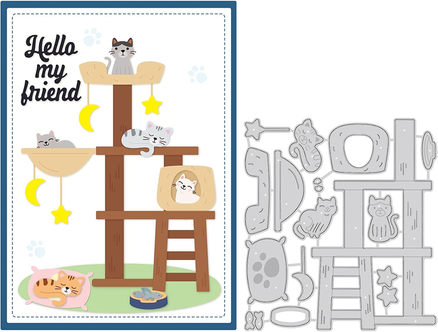 4.4x4inch Cat Climbing Frame Metal Cutting Dies Cat Cat Basin Die Cuts ...