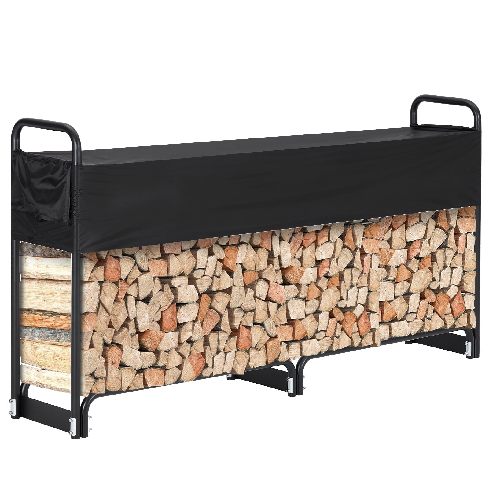 4/.5/12ft Firewood Rack Outdoor, Fireplace Wood Storage with Adjustable ...