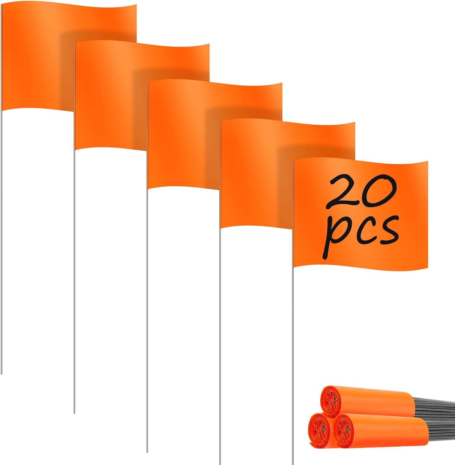 4 *5 *15 Inch Orange PVC Small Lawn Flags - 20 Pack Garden Survey ...