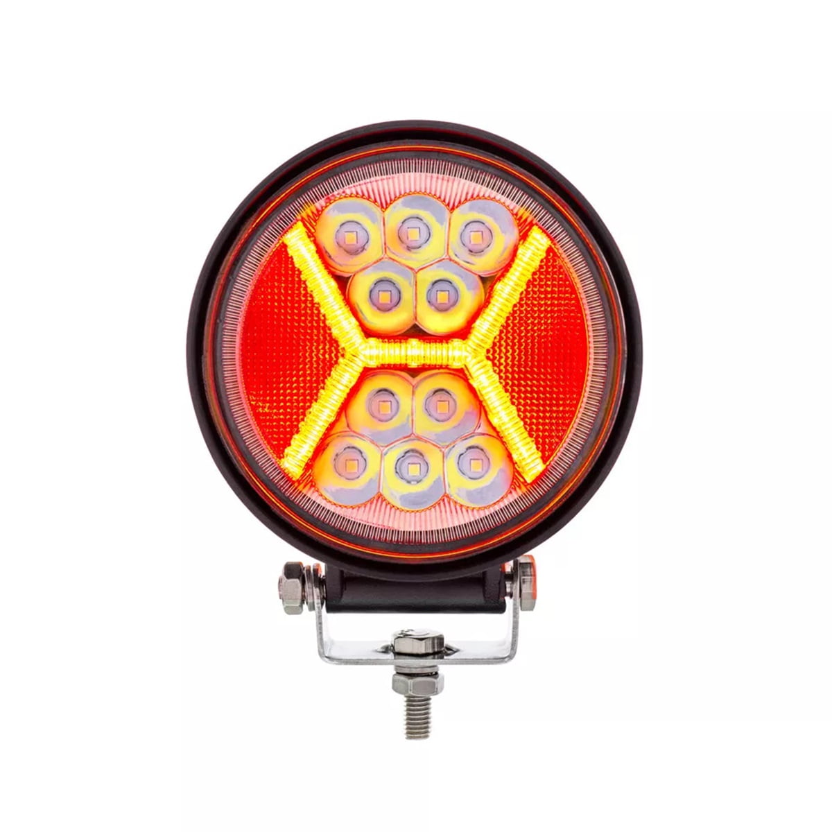 4.5" 24 LED High Power 5200 Lumen Off Road Light W/15 LED Red "X" Light ...