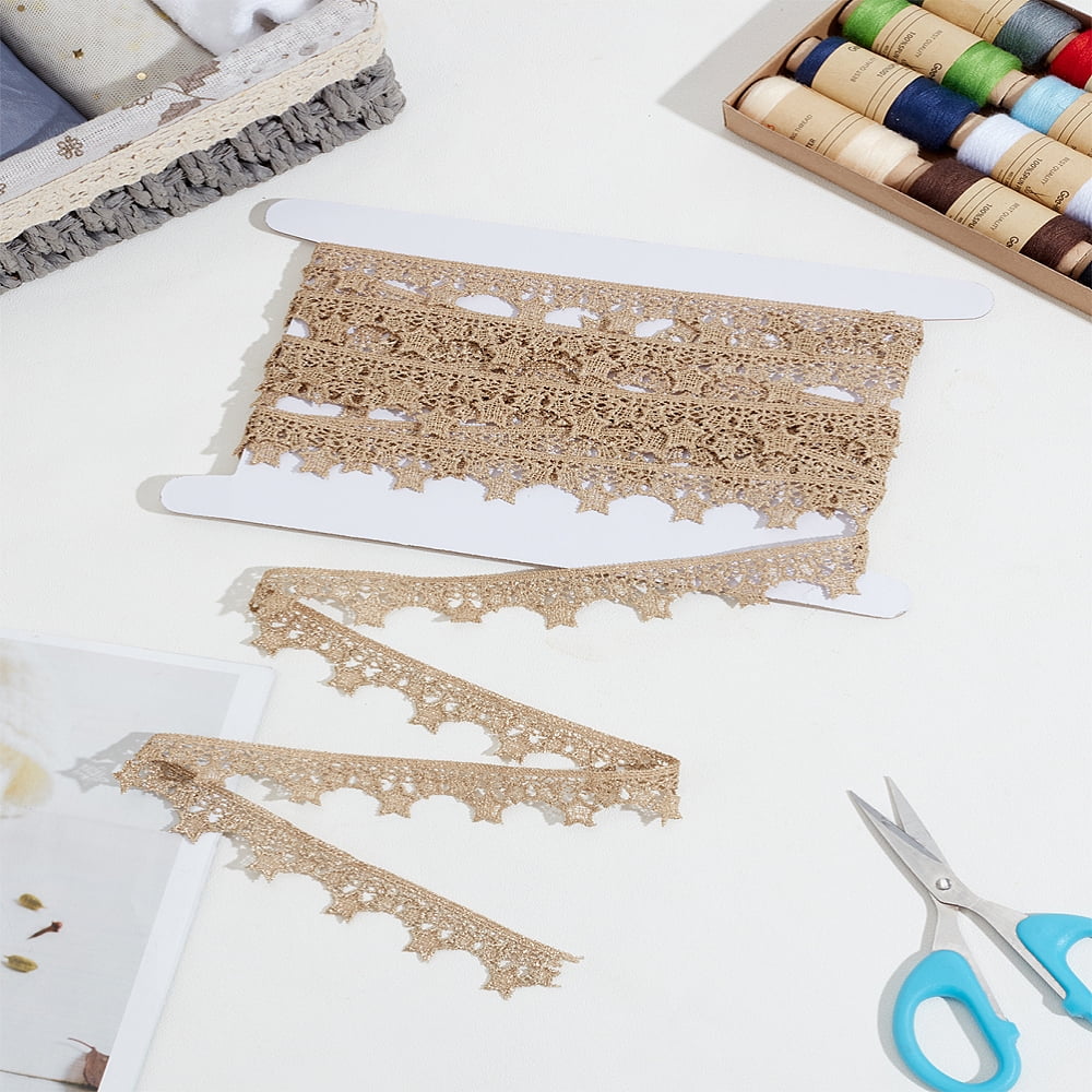 4.5-5 Yard 7/8 inch(22.5mm) Star Polyester Lace Trim Ribbon Gold Lace ...