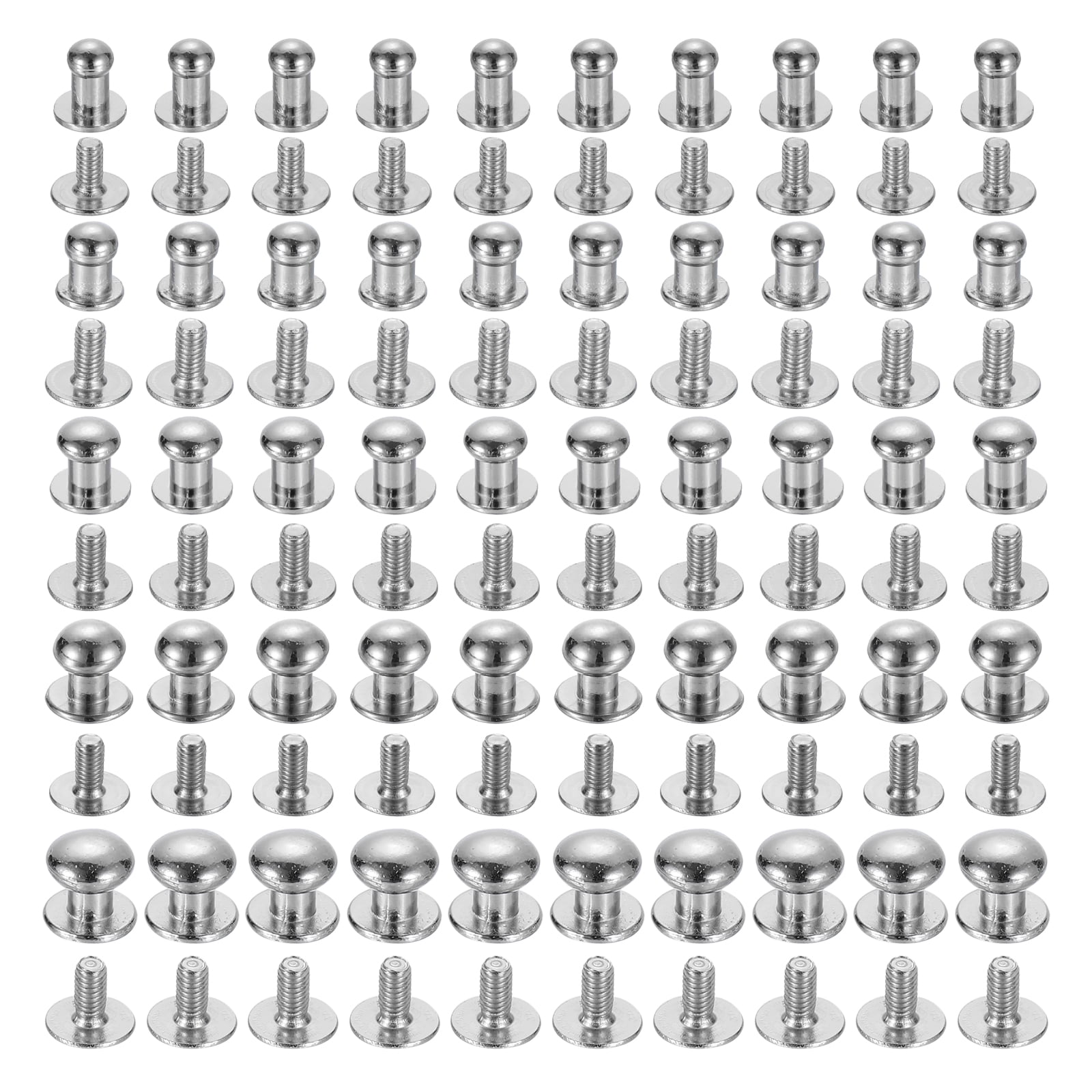 4/5/6/7/8mm Ball Head Stud Rivets Screw Back, 50Pack Button Nipple ...