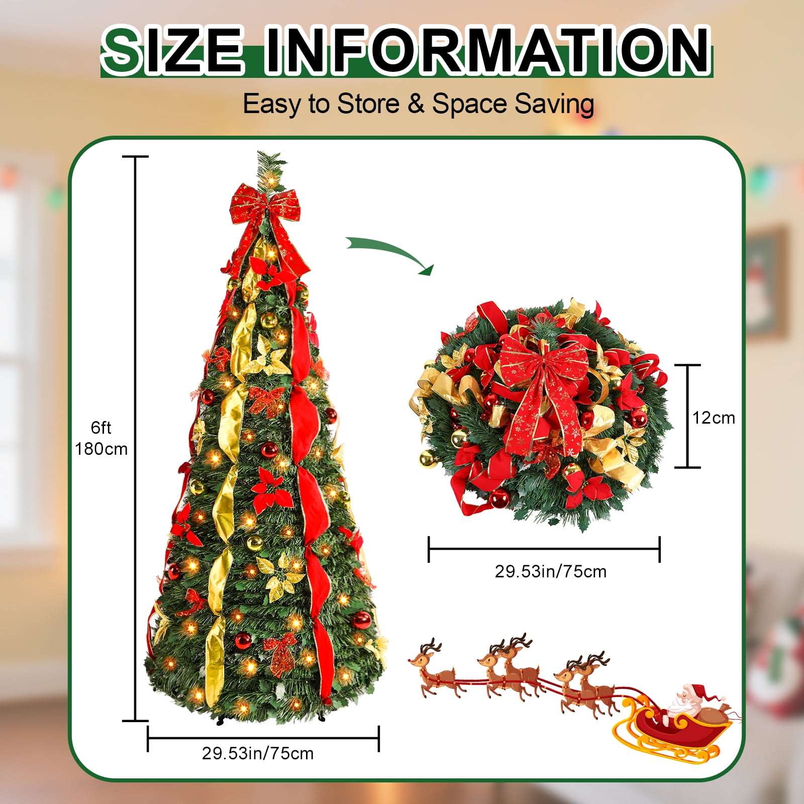 4/5/6/7ft Pop Up Prelit Artificial Christmas Tree - Remote Control, Pre ...