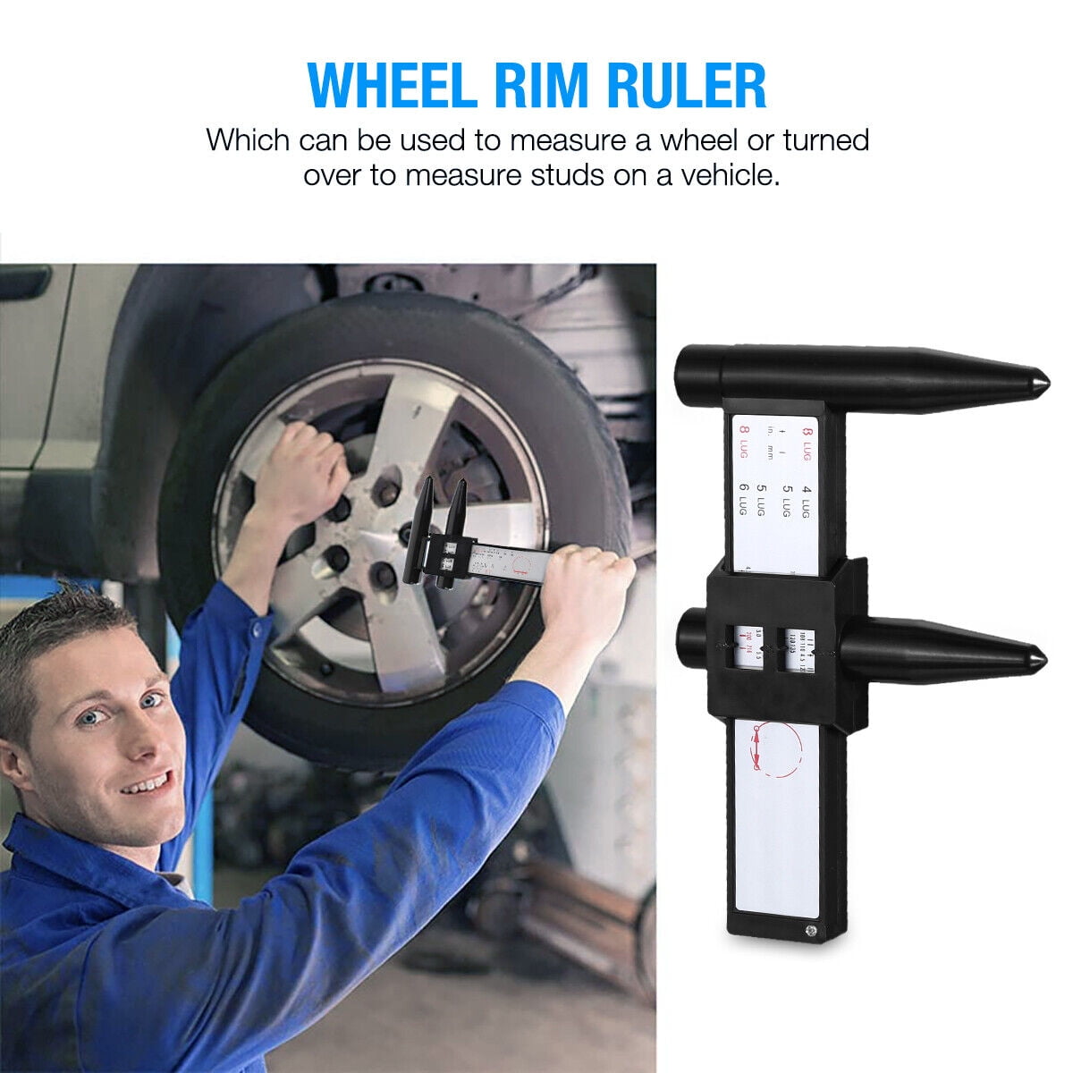 4 5 6 8 Holes Lugs Wheel Rim Bolt Pattern Sliding PCD Measuring Tool ...