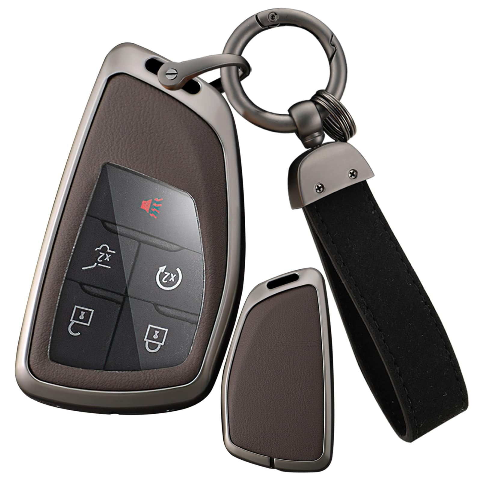 4/5/6 Buttons Leather Key Case Metal Key Protector Anti-scratched Car ...