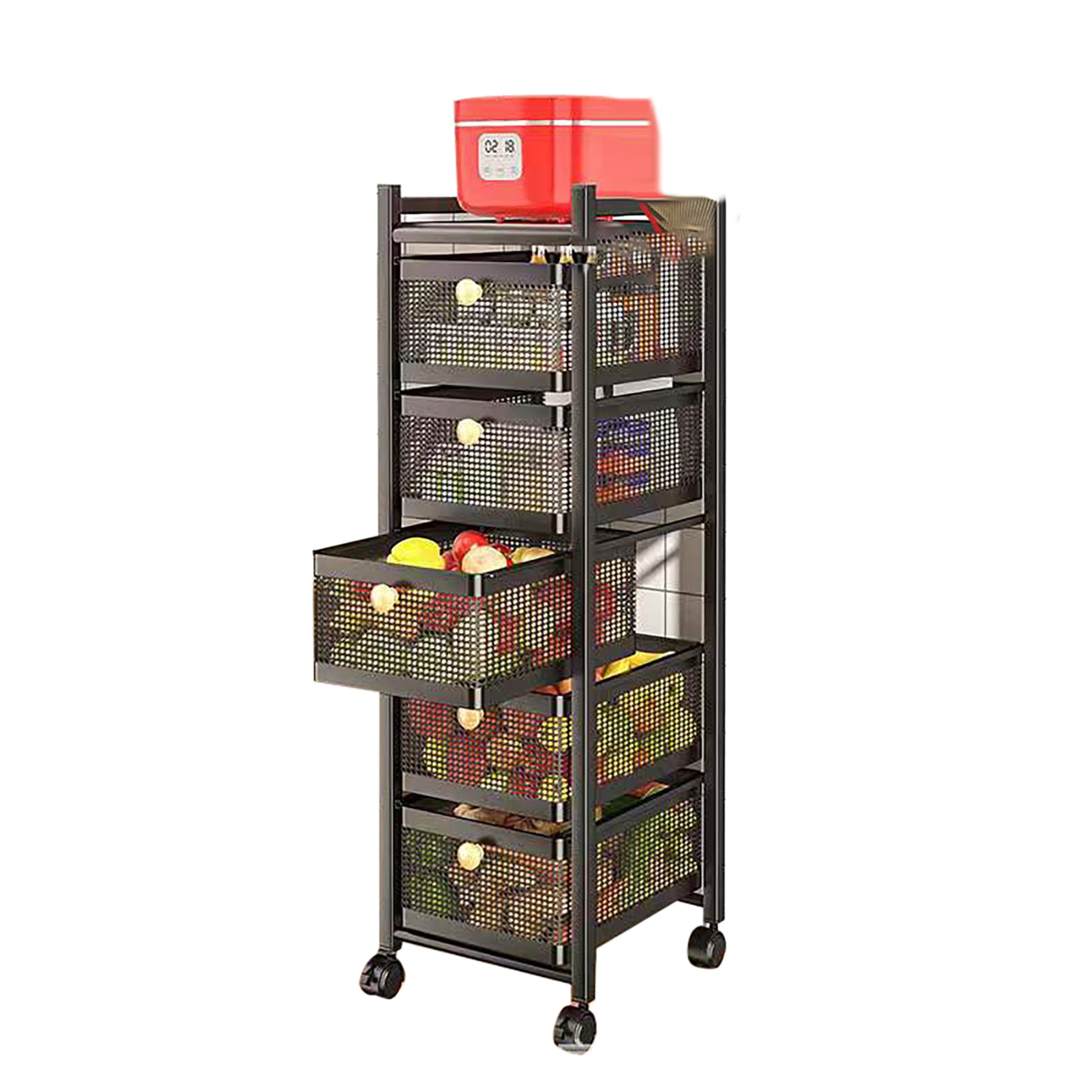 4/5/6 Tiers Slim Rolling Storage Cart, Fruit Vegetable Storage Cart ...