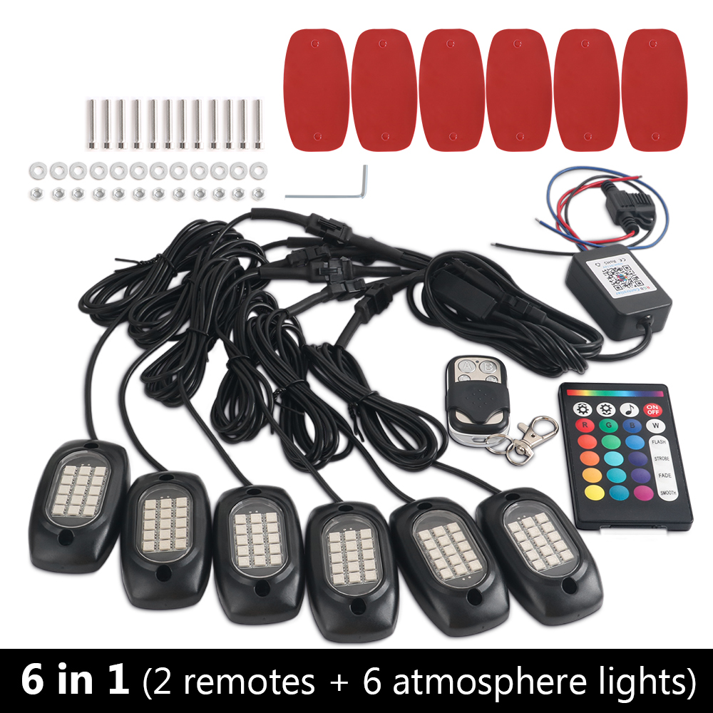 4/5/6 pods rgb led rock light kit symphony moving ambient underglow ...
