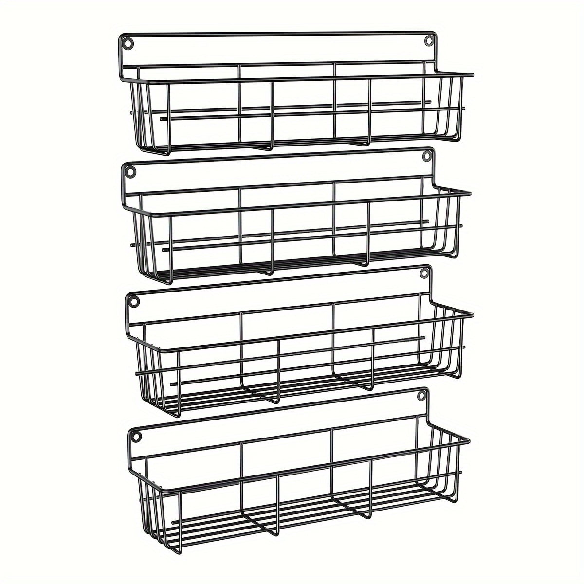 4/5/6pcs Wall-Mounted Spice Rack, Rust-Proof Metal Kitchen Storage ...