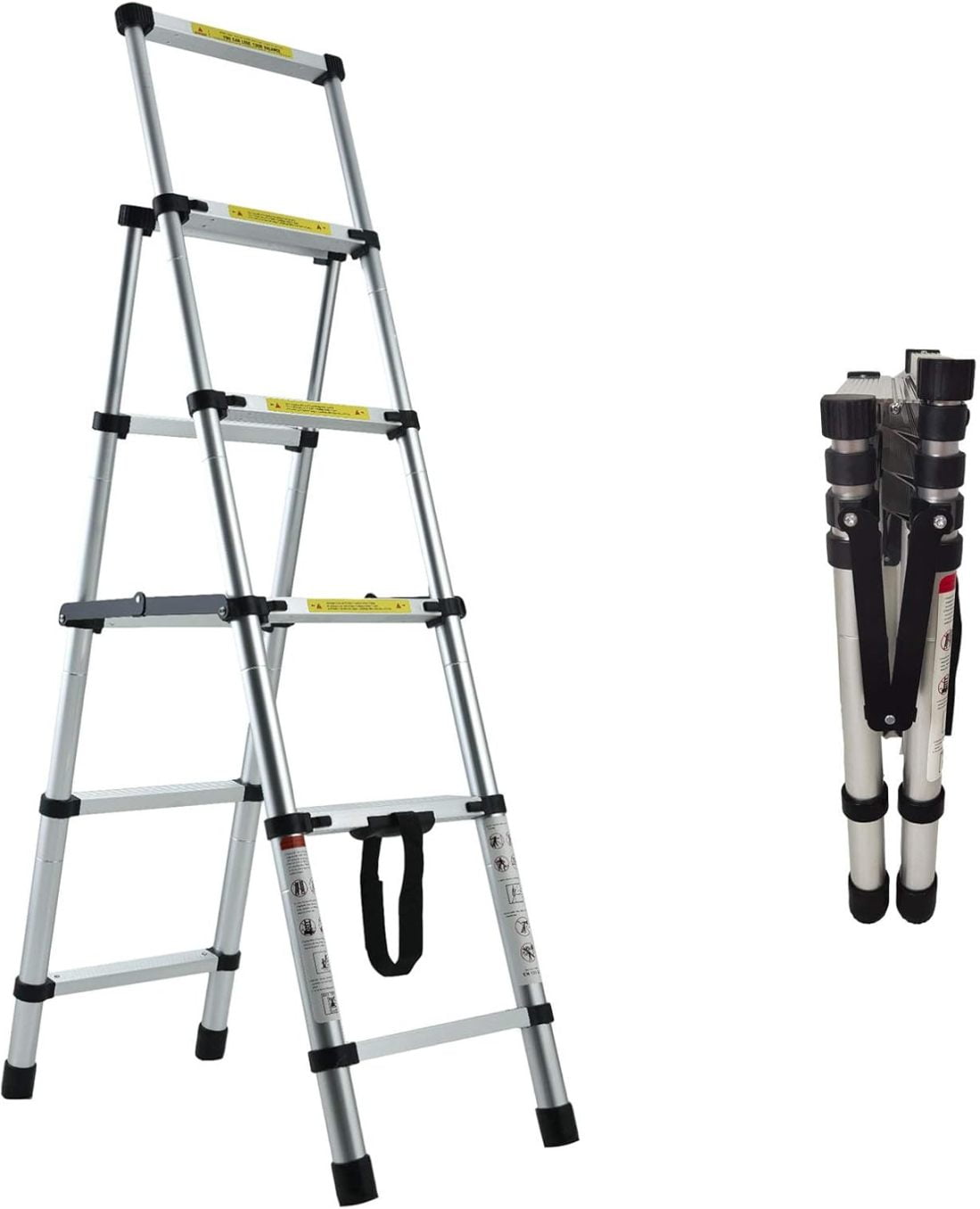 4+5 A-Frame Stepladder Aluminum Folding Telescoping Ladder 4.4ft with ...