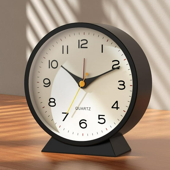 4.5" Analog Alarm Clock,Small Retro Desk Clock Battery Operated,Slient ...