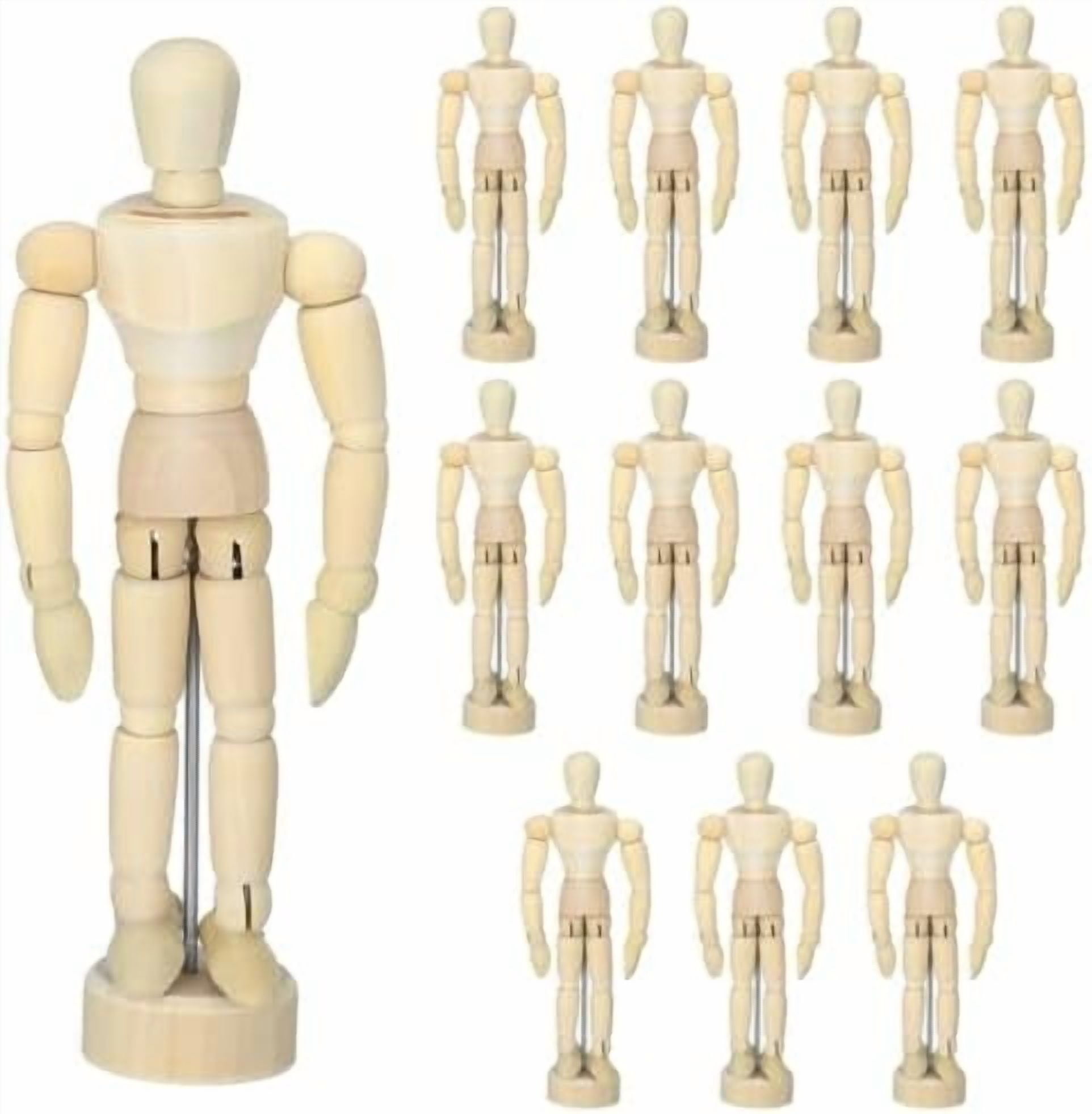 4.5" Artists Wooden Manikin Jointed Mannequin, 12 Pack Wooden Mannequin ...