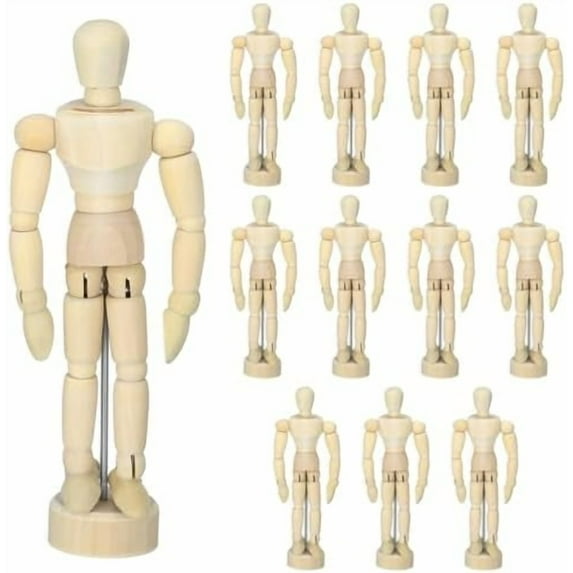 4.5" Artists Wooden Manikin Jointed Mannequin, 12 Pack Wooden Mannequin ...