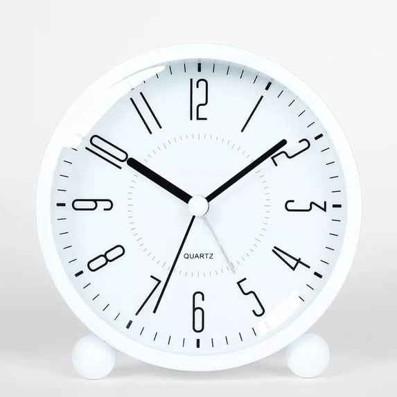 4.5" Battery Operated Alarm Clock, Small Silent Bedside Desk Metal ...
