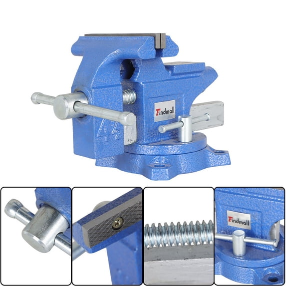 4.5" Bench Vise With Anvil Swivel Locking Base Table Top Clamp Heavy ...