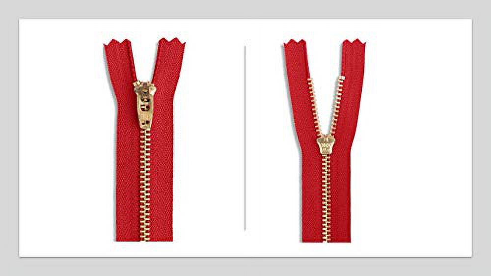 #4.5 Brass Pants Hot Red Medium Weight YKK Zipper - Color Hot Red #519 ...